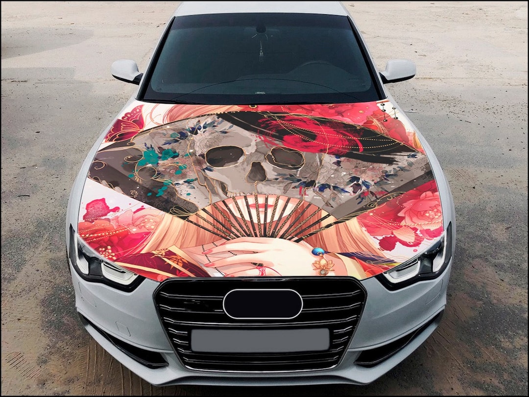 Anime Girl Car Hood Wrap Full Color Vinyl Decal Geisha Sticker Etsy