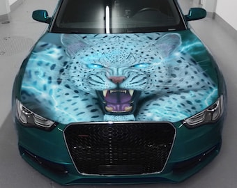 Car Hood Wrap Leopard Vinyl Sticker Full Color Wild Cat Predator #2 ...