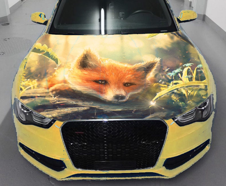 Car Hood Wrap Fox in the Forest Full Color Vinyl Decal Wild Animal ...