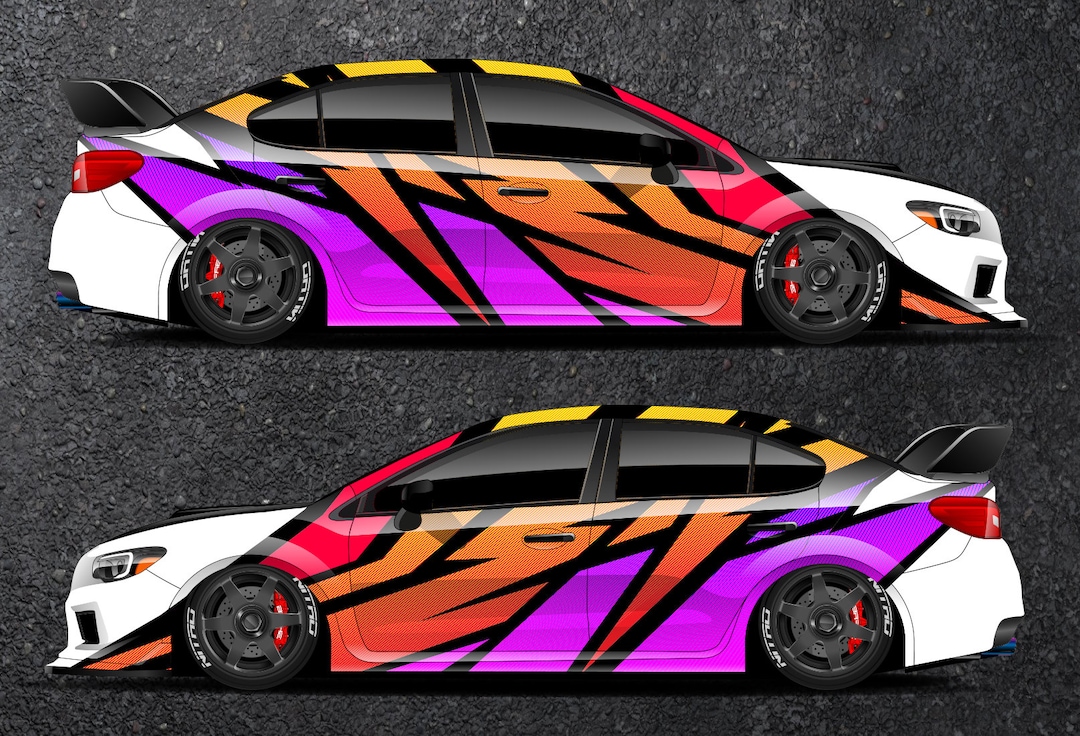 Multicolor Car Side Wrap Full Color Graphics Vinyl Livery Stripes Decal ...