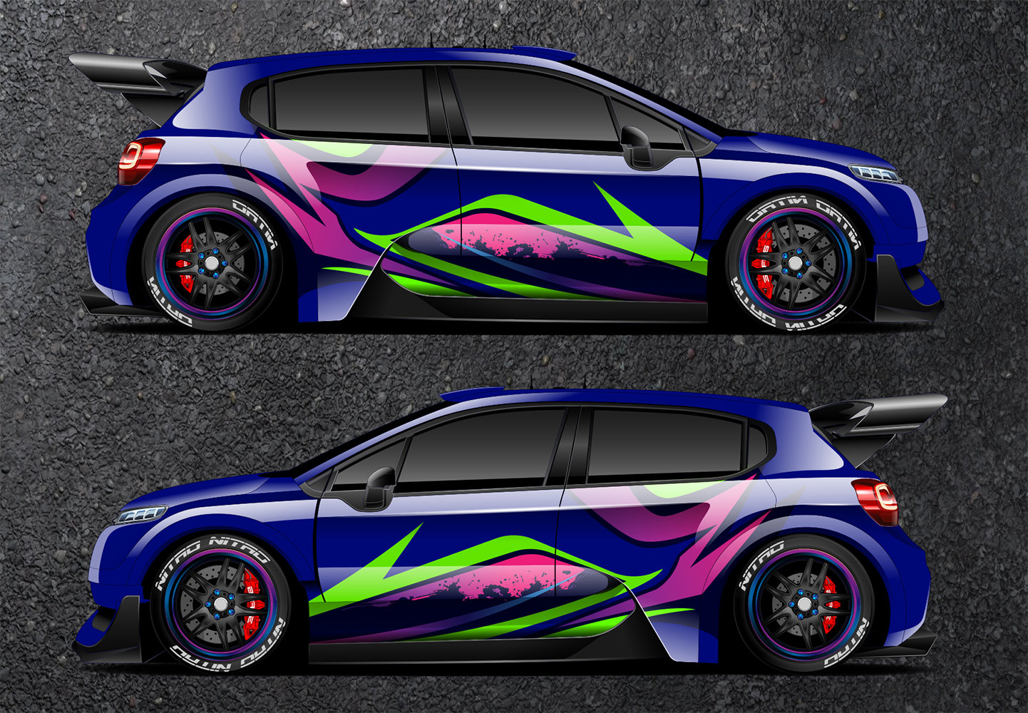 Abstract Car Side Wrap Full Color Graphics Vinyl Livery Decal Racing ...