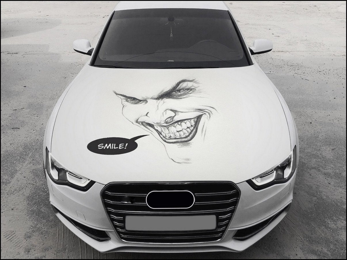 Joker Car Hood Wrap Full Color Vinyl Decal Villain Sticker 7 Etsy