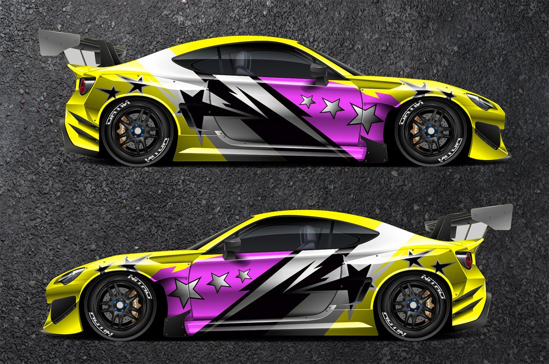 Stars & Stripes Car Side Wrap Full Color Graphics Vinyl Livery Decal ...