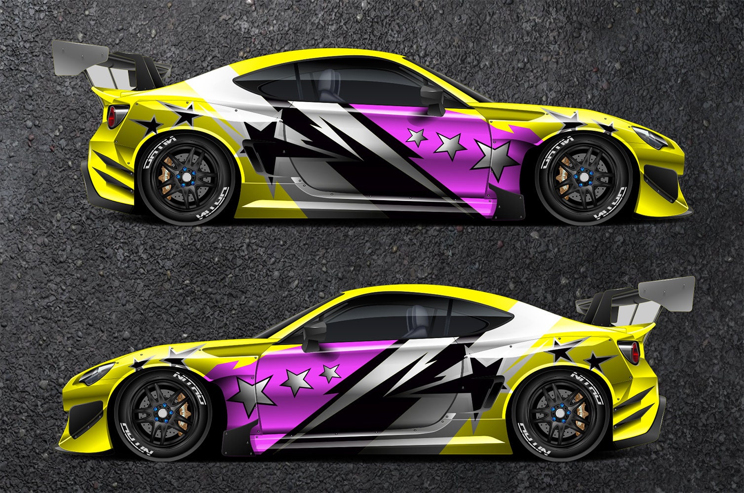 Stars & Stripes Car Side Wrap Full Color Graphics Vinyl Livery Decal ...