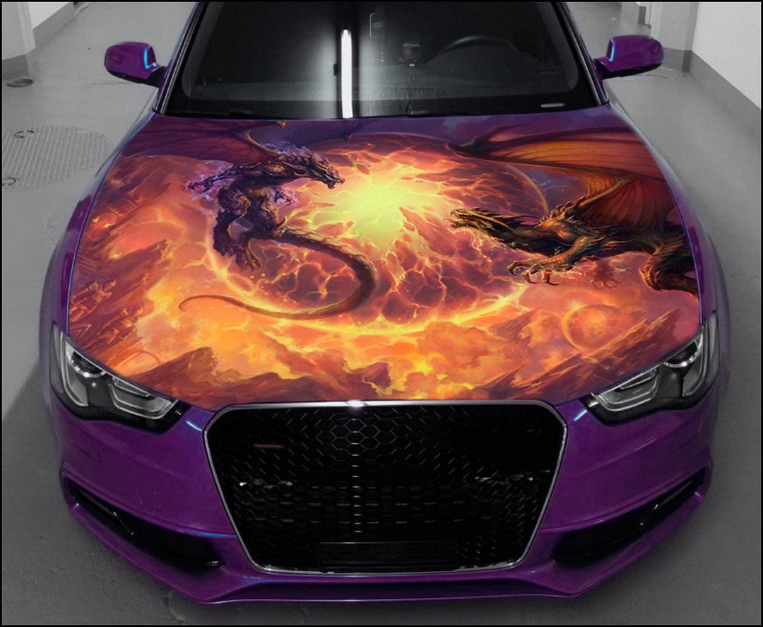 Dragon Car Hood Wrap Full Color Vinyl Decal Fire Flame Sticker #2 - Etsy