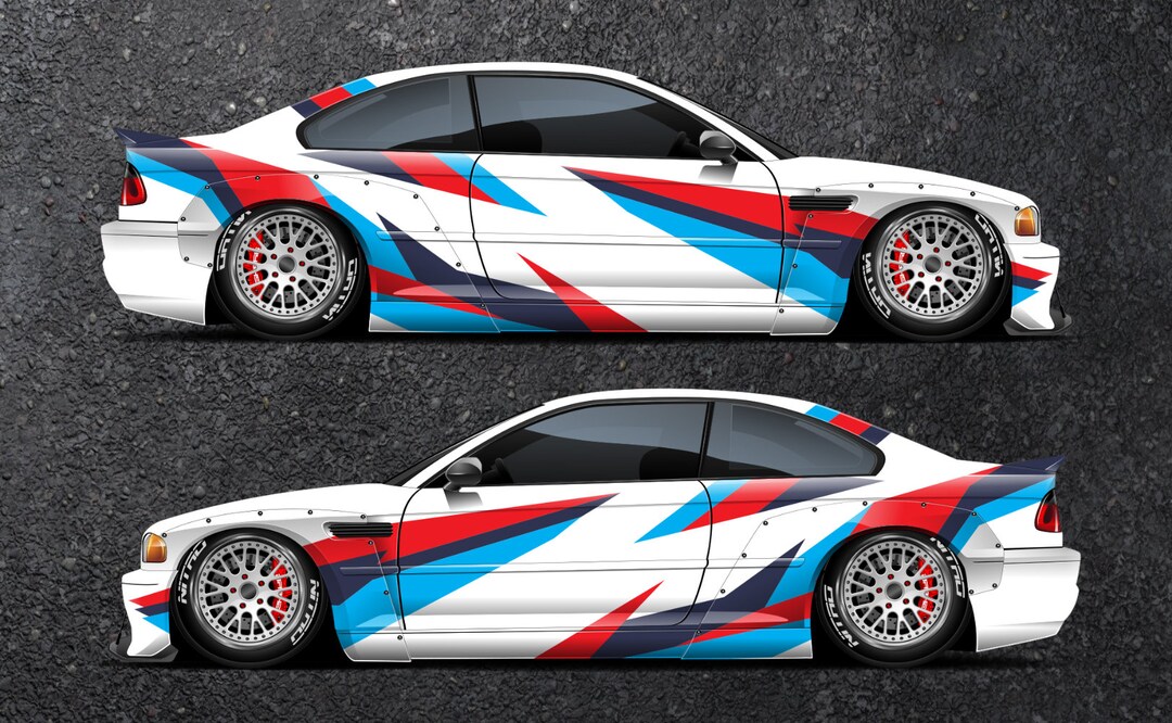 M Style Car Side Wrap Full Color Graphics Vinyl Livery Decal Racing ...