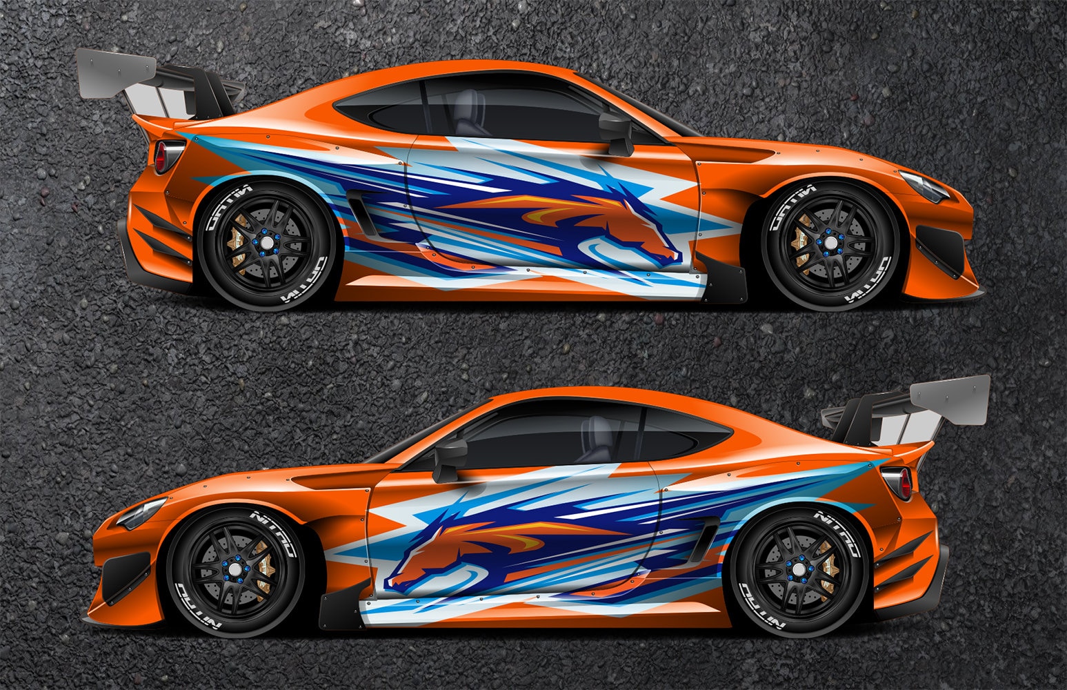 Horse Mustang Car Side Wrap Full Color Graphics Vinyl Livery Decal ...