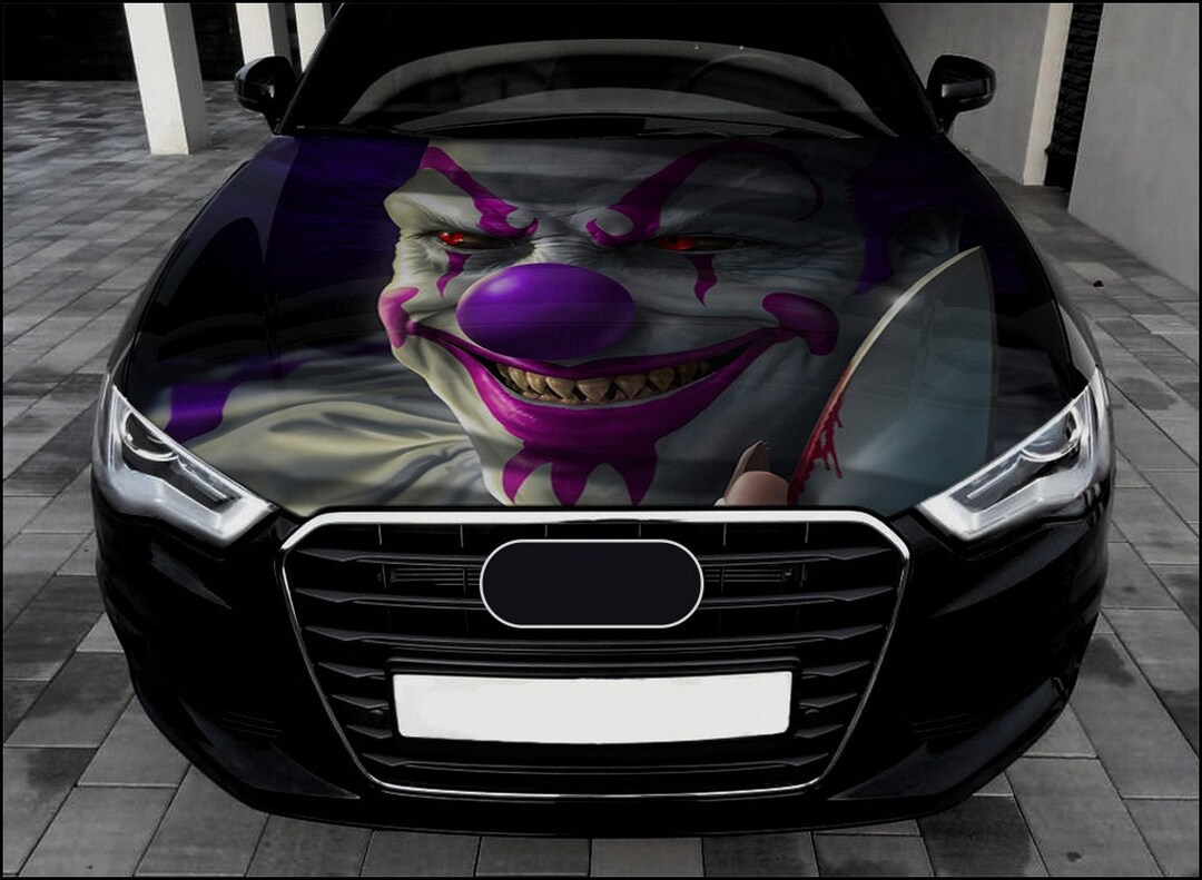 Angry Clown Car Hood Wrap Full Color Vinyl Decal Horror Sticker - Etsy