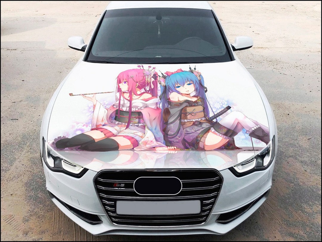 Anime Girl Car Hood Wrap Full Color Vinyl Decal Vocaloid Sticker 3 Etsy