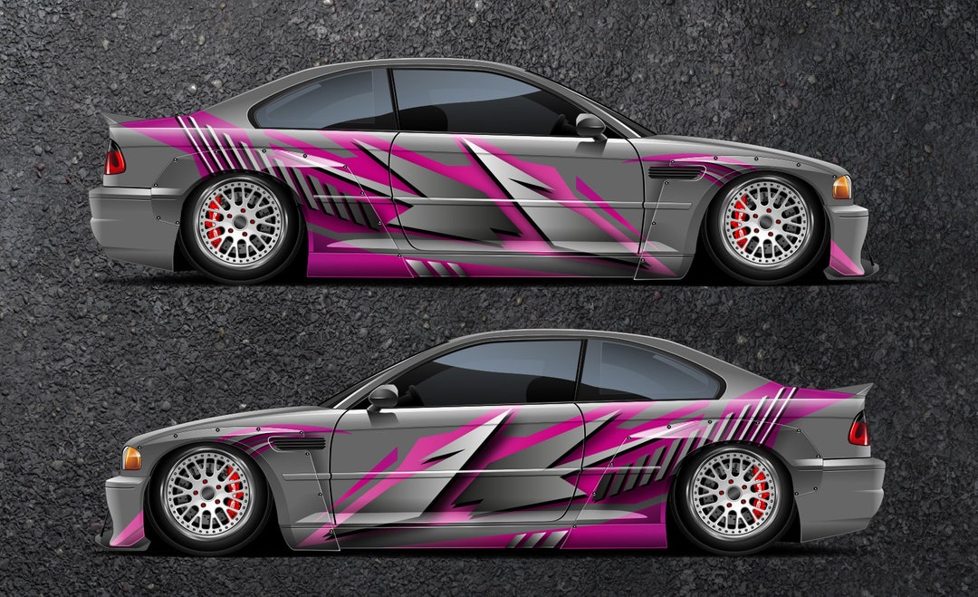 Racing Stripes Car Side Wrap Full Color Graphics Vinyl Livery Decal ...