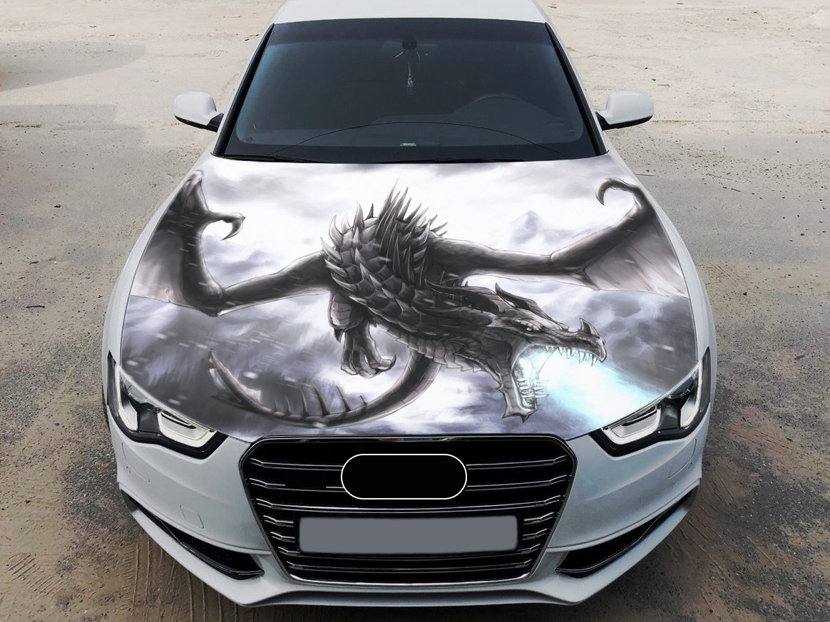 Car Hood Wrap Flying Dragon Full Color Vinyl Decal Fantasy Sticker #14 ...