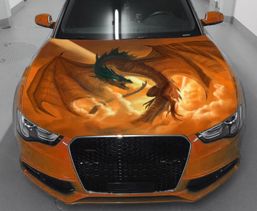 Car Hood Wrap Flying Dragon Full Color Vinyl Decal Fantasy Sticker #13 ...
