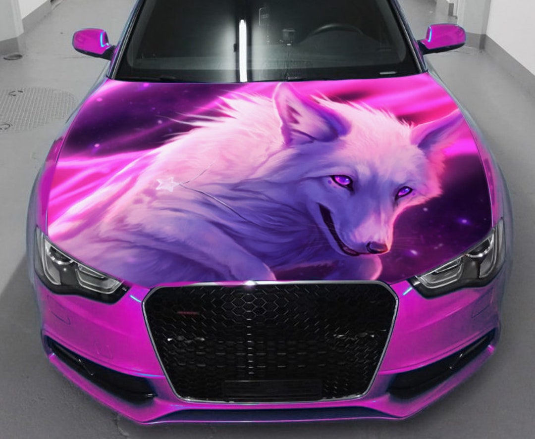 Car Hood Wrap White Wolf Art Full Color Vinyl Decal Predator Bonnet ...
