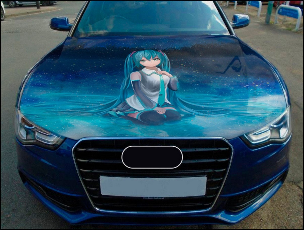 Anime Girl Car Hood Wrap Full Color Vinyl Decal Vocaloid Sticker 2 - Etsy
