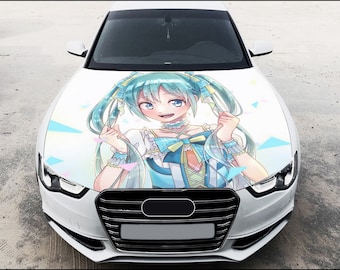 Car Hood Wrap Anime Girl Vinyl Sticker Full Color Custom Decal Fit Any ...