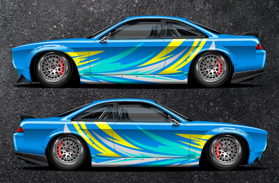 Waves Car Side Wrap Full Color Graphics Vinyl Livery Decal Drift ...