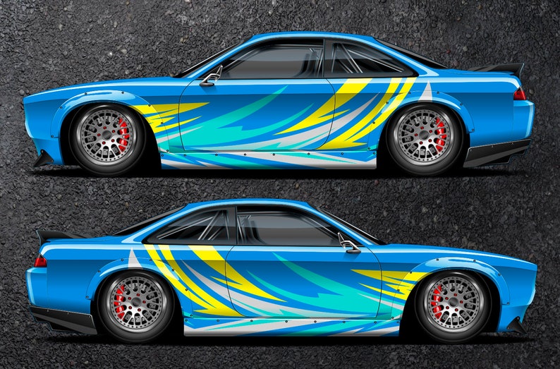 Waves Car Side Wrap, Full Color Vinyl Graphics, Drift Livery Decal - Etsy