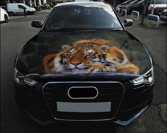 Tiger Car Hood Wrap Full Color Vinyl Decal Predator Sticker 2 - Etsy