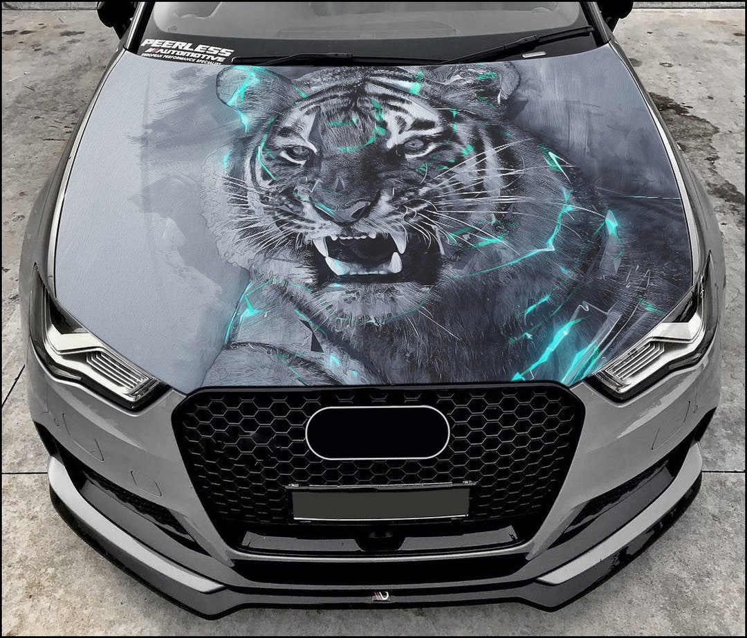 Tiger Car Hood Wrap Full Color Vinyl Decal Predator Sticker #2 - Etsy