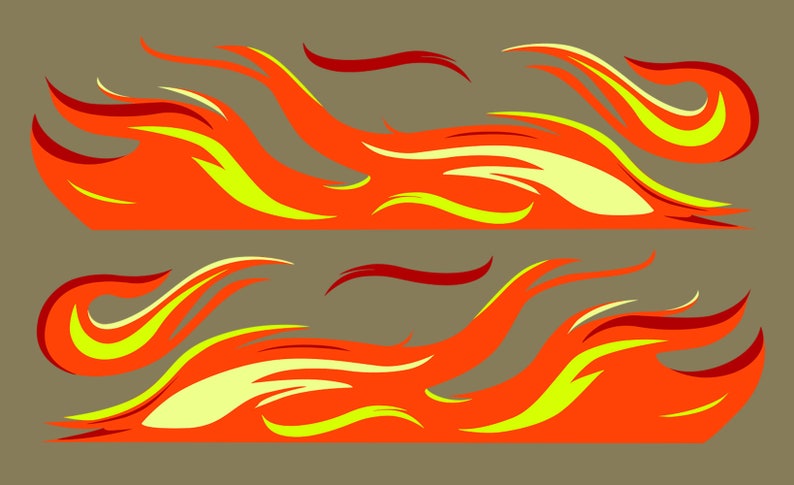 Flame Car Side Wrap Full Color Graphics Vinyl Fire Livery Decal Racing ...