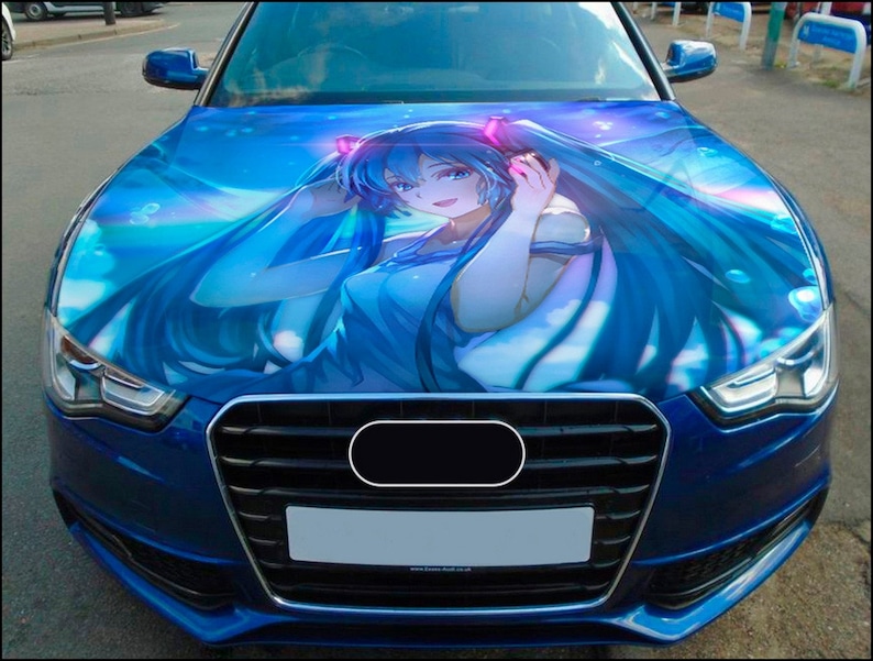Anime Girl Car Hood Wrap Full Color Vinyl Decal Vocaloid Sticker - Etsy