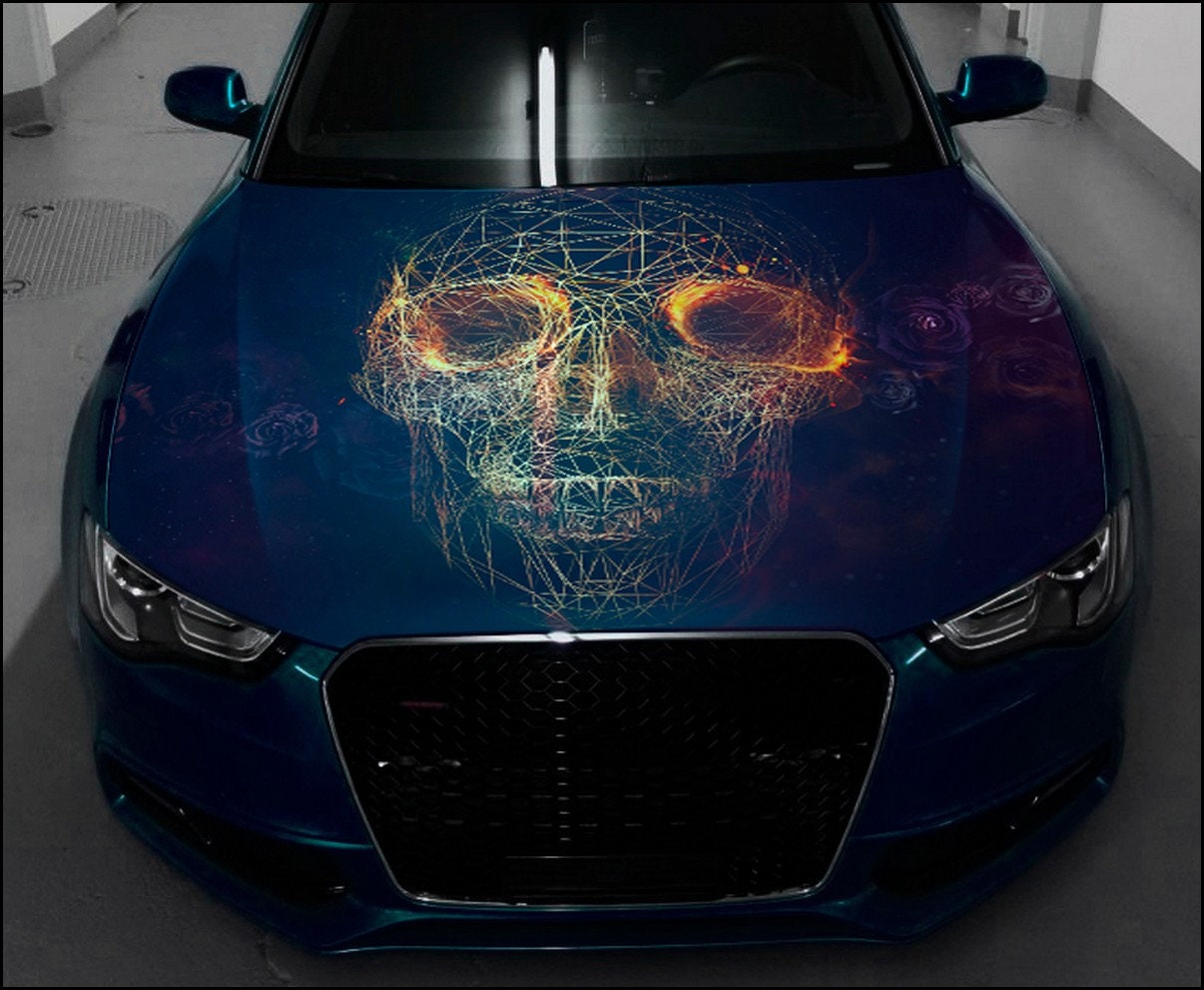 Skull Car Hood Wrap Full Color Vinyl Decal Skeleton Sticker 3 - Etsy