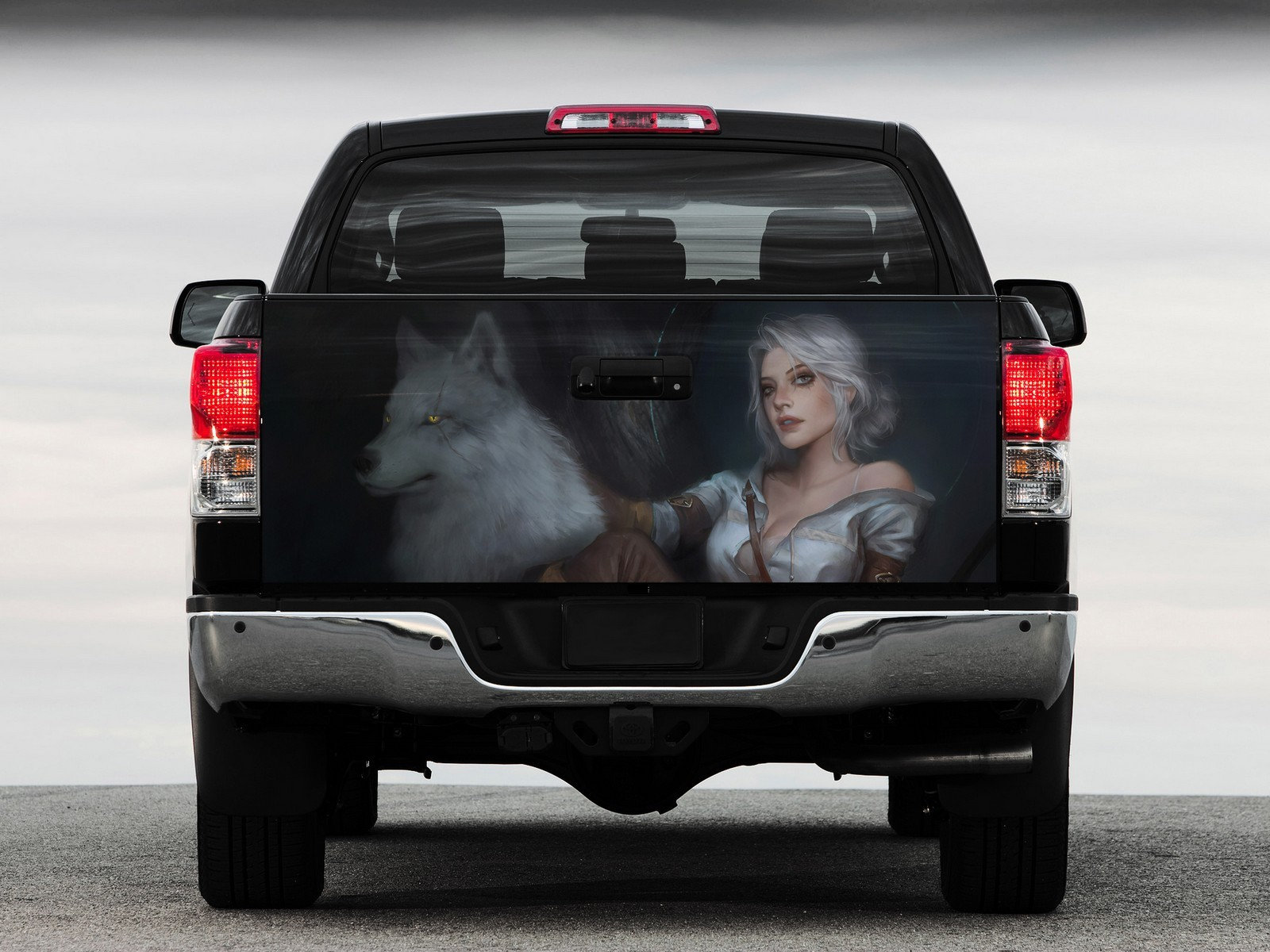 Tailgate Vinyl Wrap Full Color Graphics Decal Girl With Wolf Trunk ...