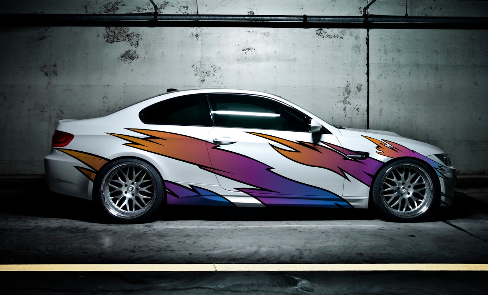 Fire Stripes Car Side Wrap Full Color Graphics Vinyl Livery Decal Flame ...