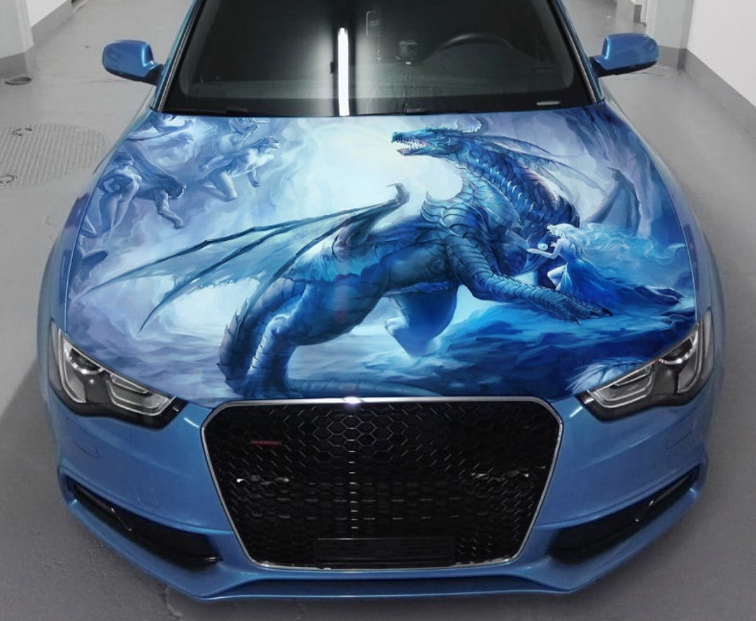 Blue Dragon Car Hood Wrap Full Color Vinyl Decal Fantasy Sticker #7 - Etsy