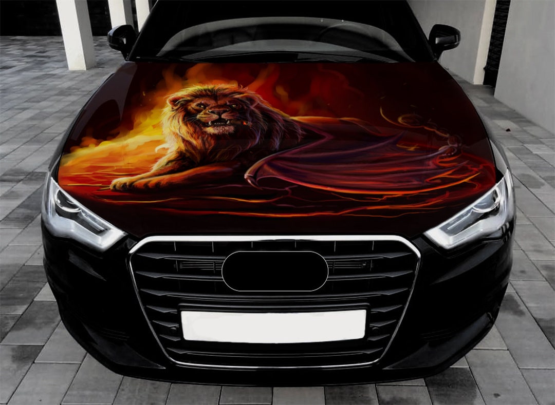 Car Hood Wrap Lion Full Color Vinyl Decal Bonnet Sticker Predator Beast ...
