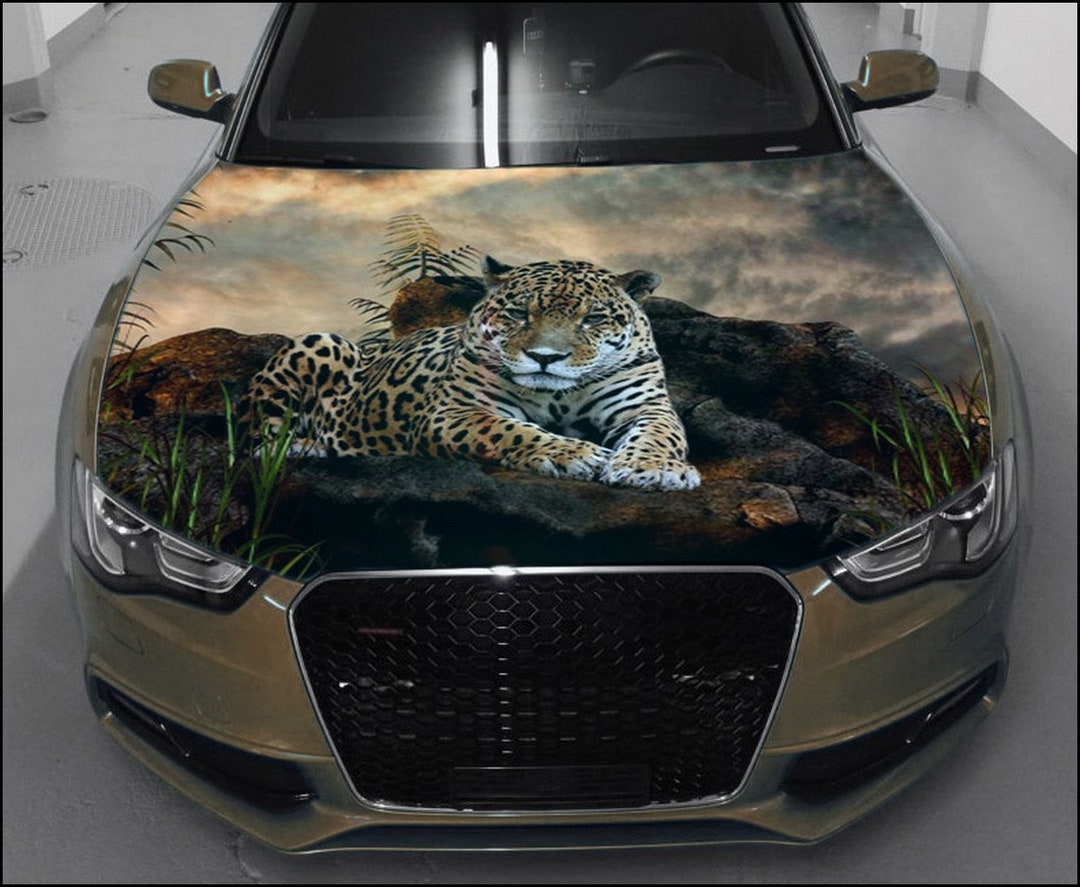 Jaguar Car Hood Wrap Full Color Vinyl Decal Wild Cat Sticker - Etsy