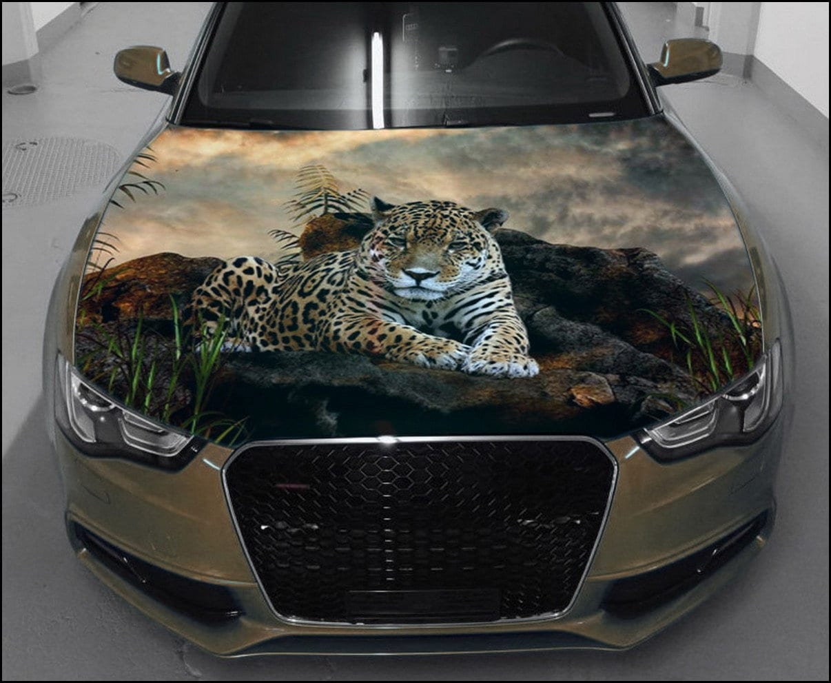 Jaguar Car Hood Wrap Full Color Vinyl Decal Wild Cat Sticker - Etsy
