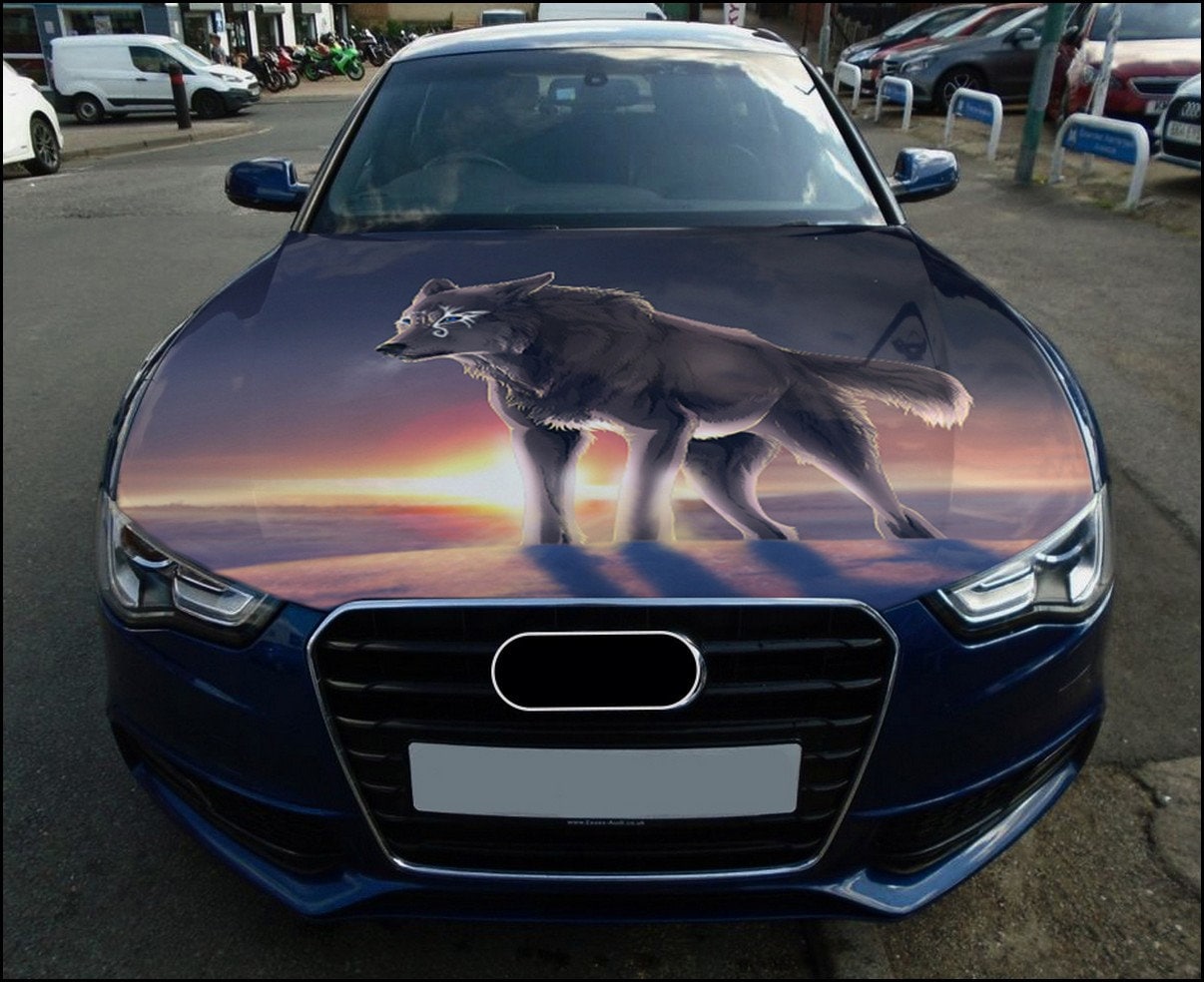Wolf Car Hood Wrap Full Color Vinyl Decal Predator Sticker 2 - Etsy