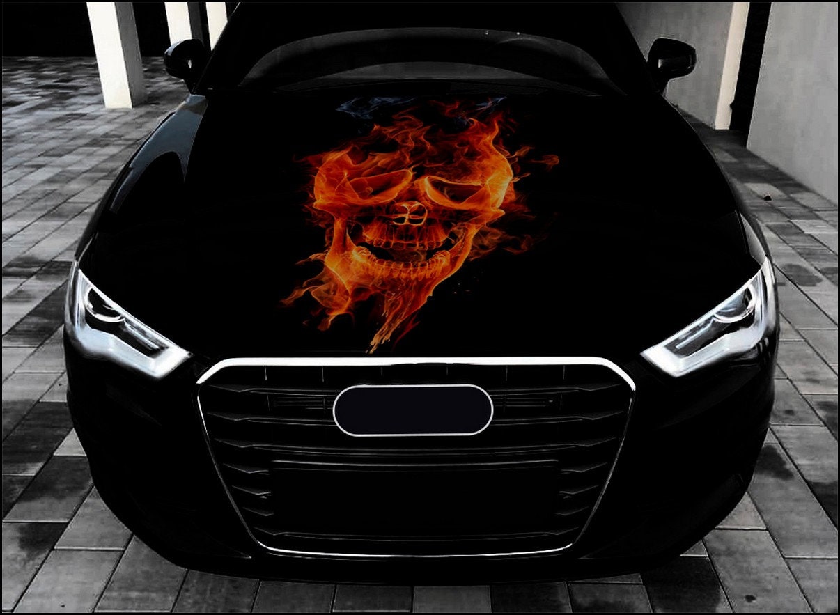 Fire Skull Car Hood Wrap Full Color Vinyl Decal Death Sticker - Etsy