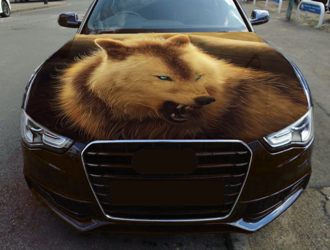 Car Hood Wrap Grinning Wolf Full Color Vinyl Decal Predator Bonnet ...
