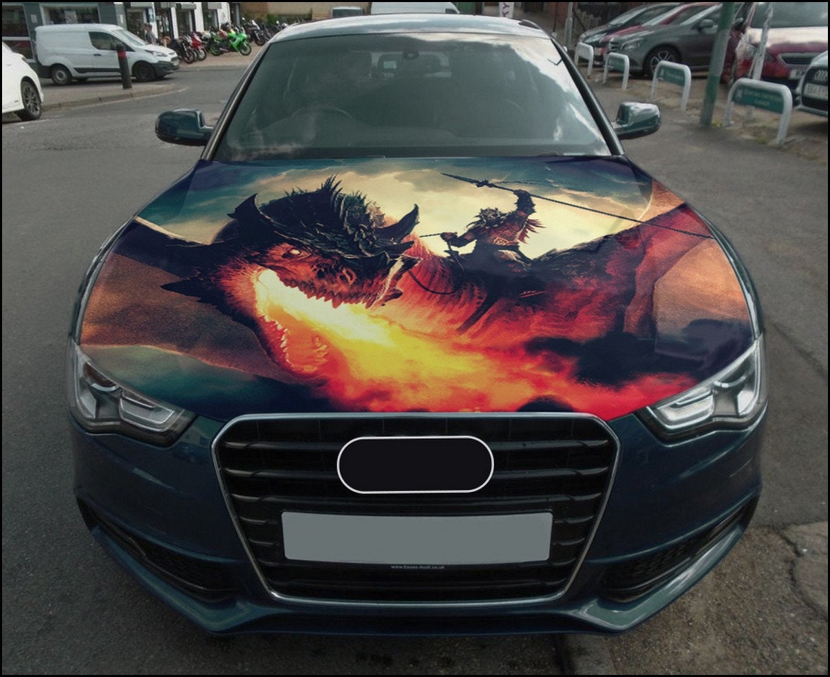 Dragon Car Hood Wrap Full Color Vinyl Decal Fire Flame Sticker - Etsy