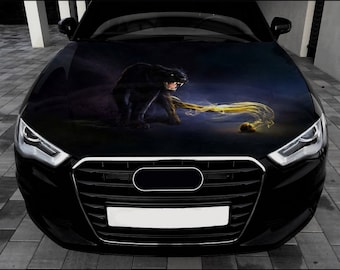 Car Hood Wrap Black Panther Face Vinyl Sticker Full Color Custom Decal ...