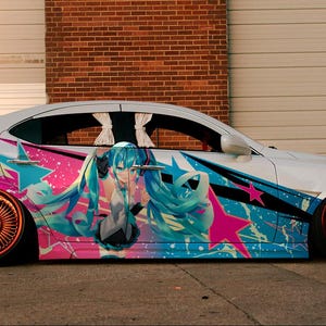 Anime Girl Car Side Wrap, Full Color Vinyl Decal, JDM Graphics - Etsy