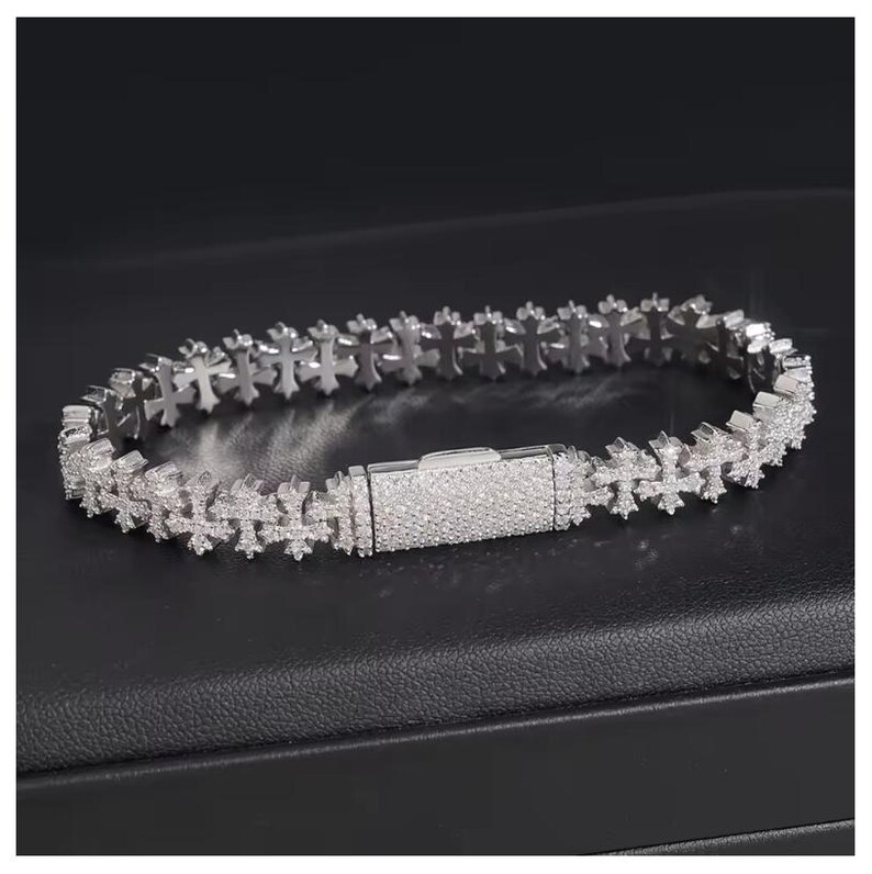 Chrome Hearts Style Iced Out Cross Link Chain – Silver Hip Hop Cuban ...