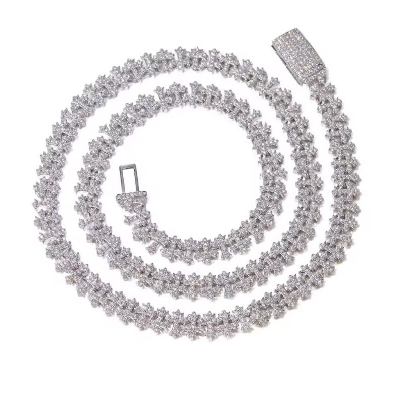 Chrome Hearts Style Iced Out Cross Link Chain – Silver Hip Hop Cuban ...