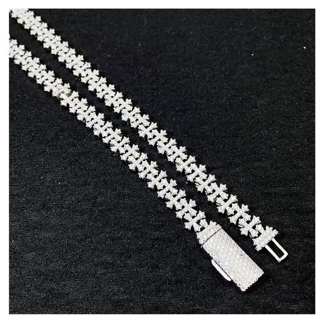 Chrome Hearts Style Iced Out Cross Link Chain – Silver Hip Hop Cuban ...
