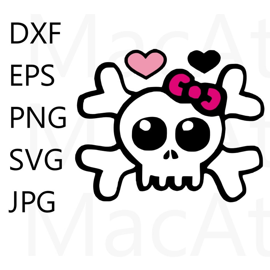 Cute Skull Halloween Adorable Girl Skull Svg Eps Dxf Jpg Png - Etsy