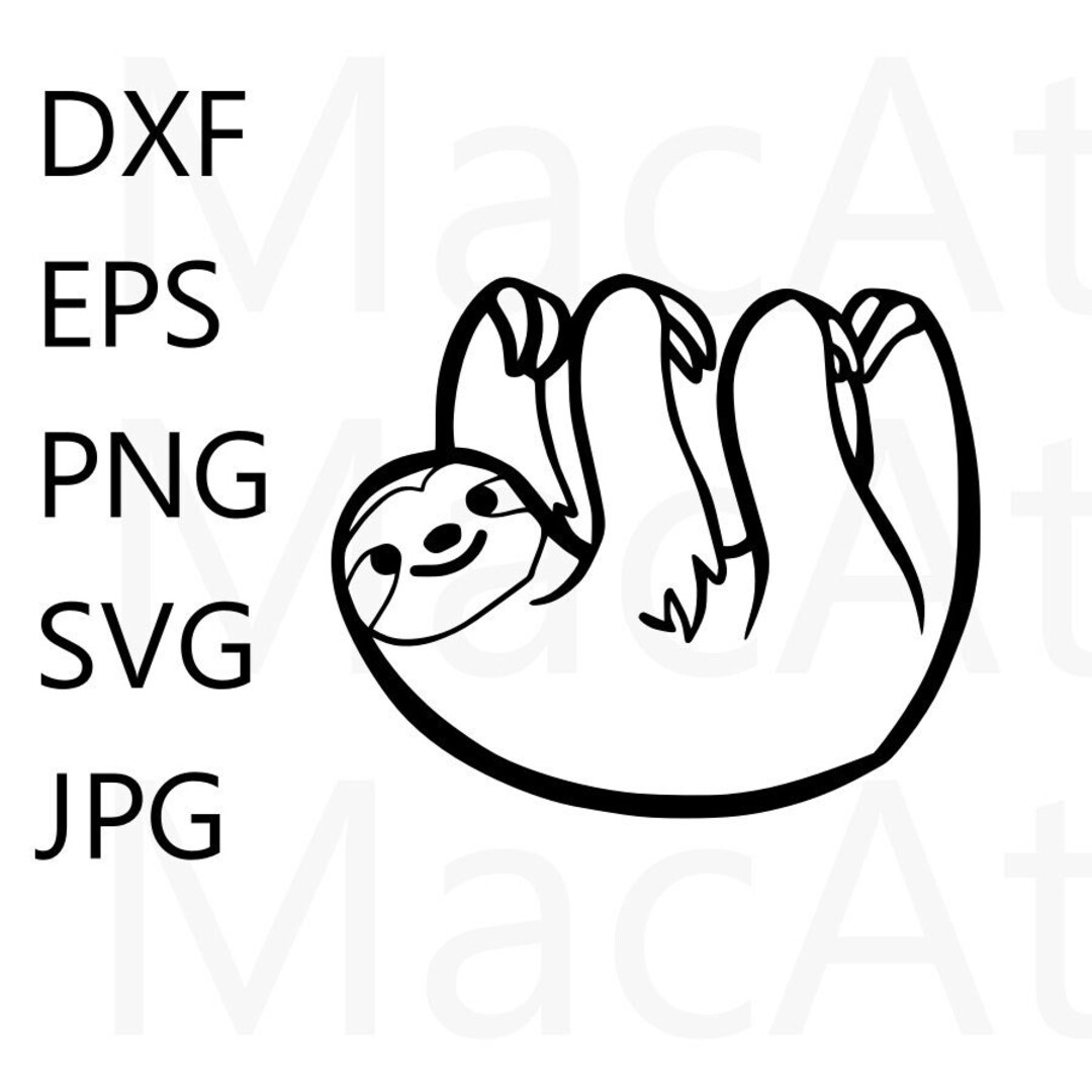 Cute Sloth Stencil Design Adorable Animals Funny Earth Beauty Png Jpg ...