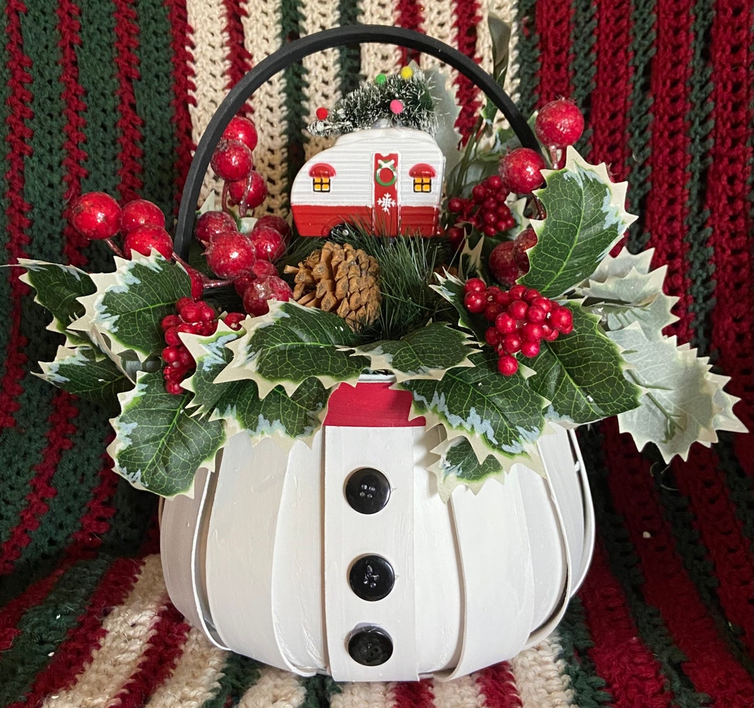 Snowman Basket With Camper - Etsy