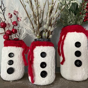 Snowman Family of Vases With Red Berries and Winter Branches. - Etsy