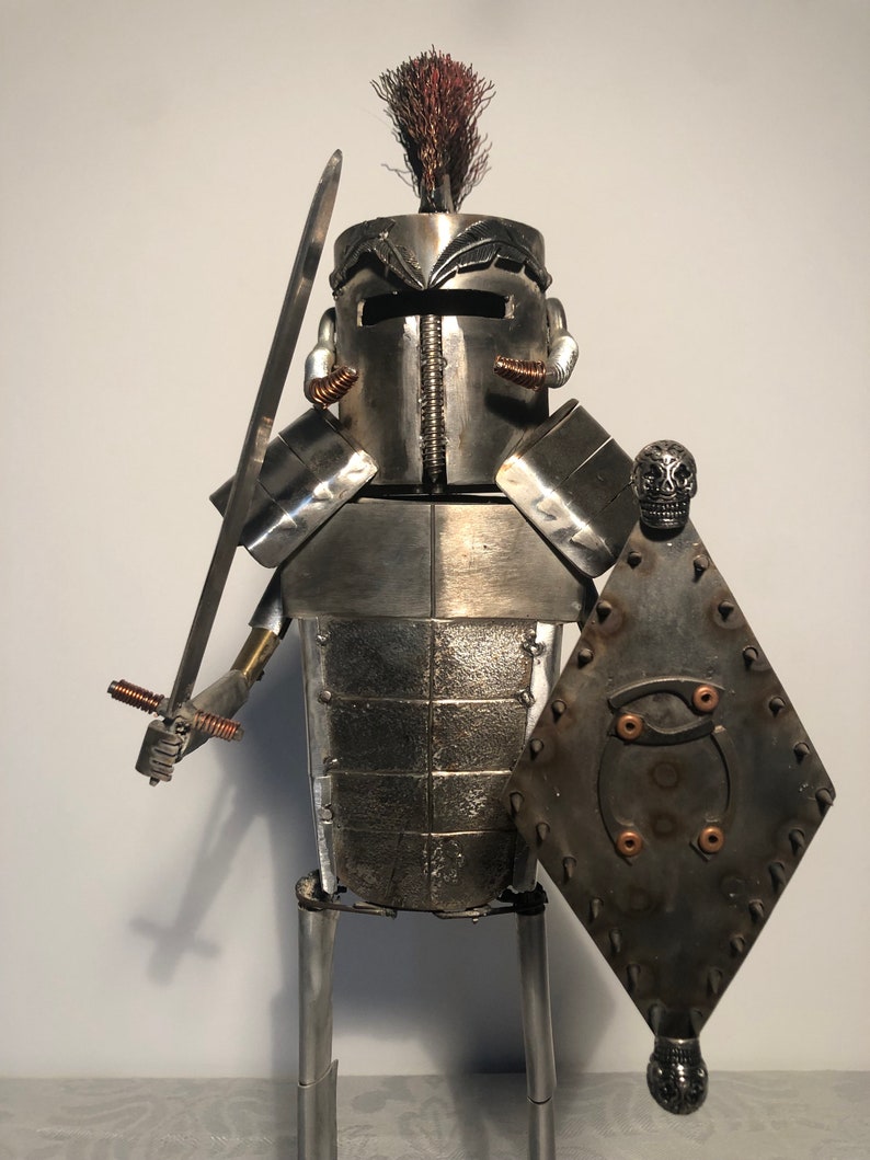 Handcrafted Medieval Steel Knight Warrior Sculpture With Sword - Etsy