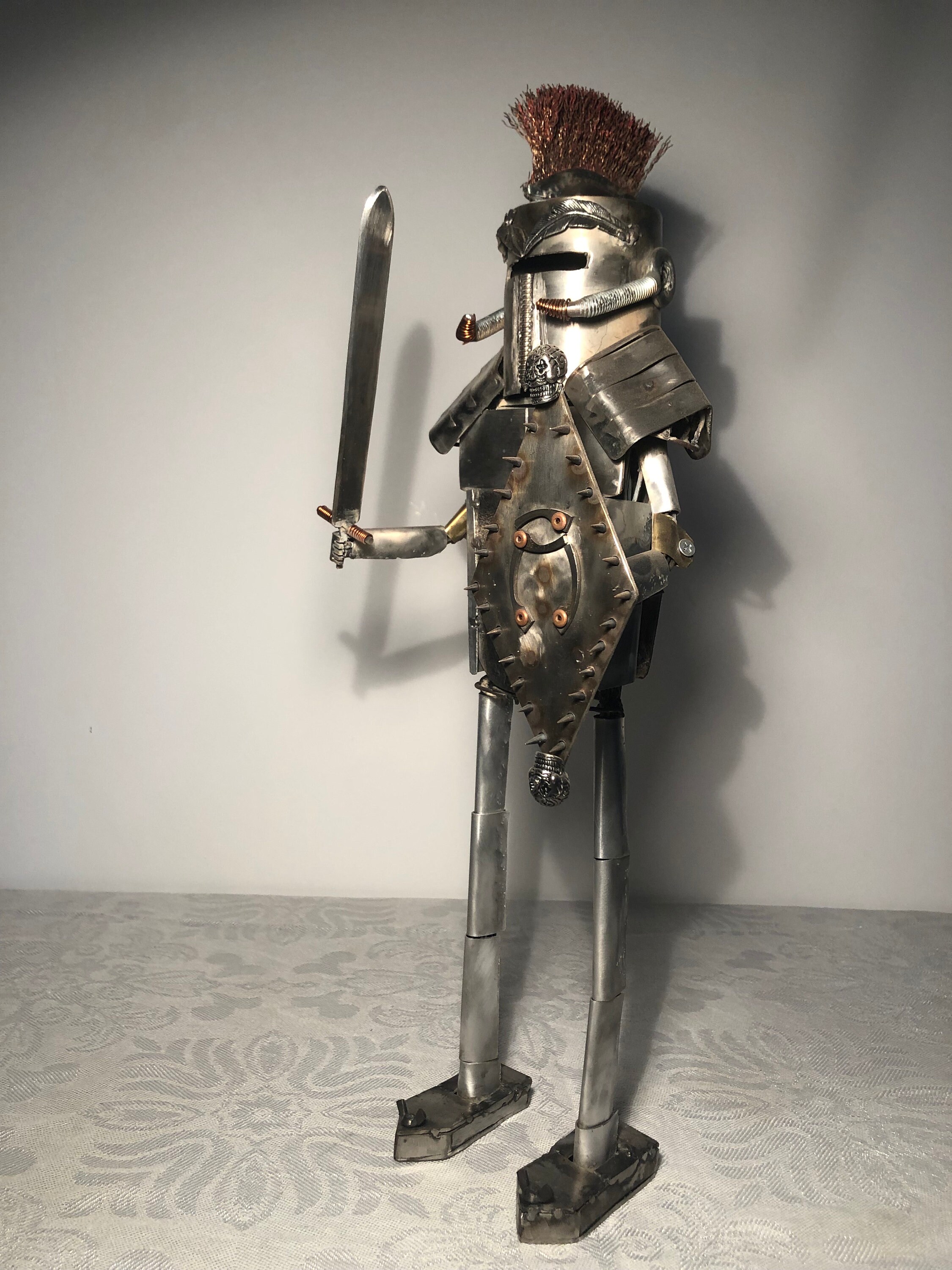 Handcrafted Medieval Steel Knight Warrior Sculpture With Sword - Etsy