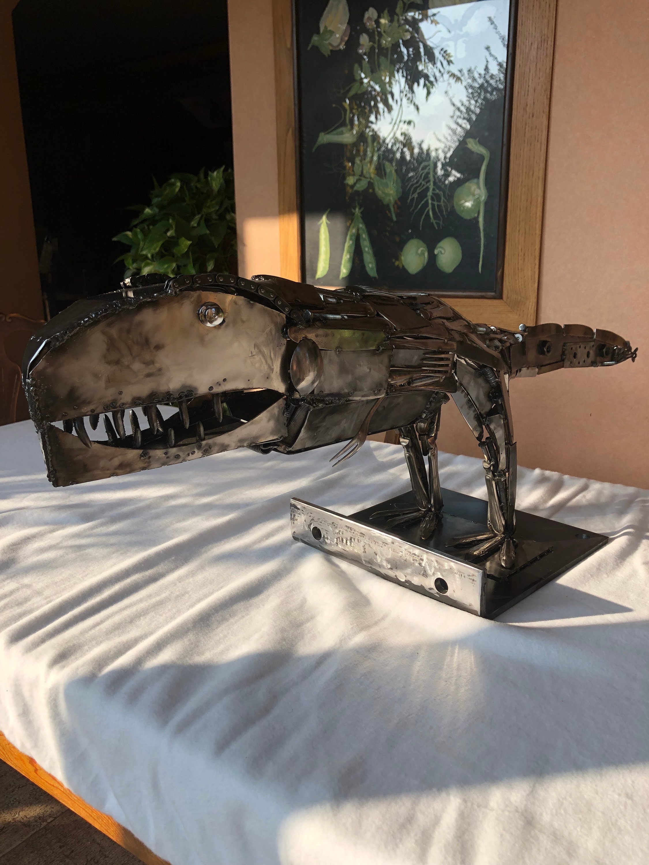 T-rex Dinosaur Metal Sculpture, Handcrafted Home Decor, Collectible ...