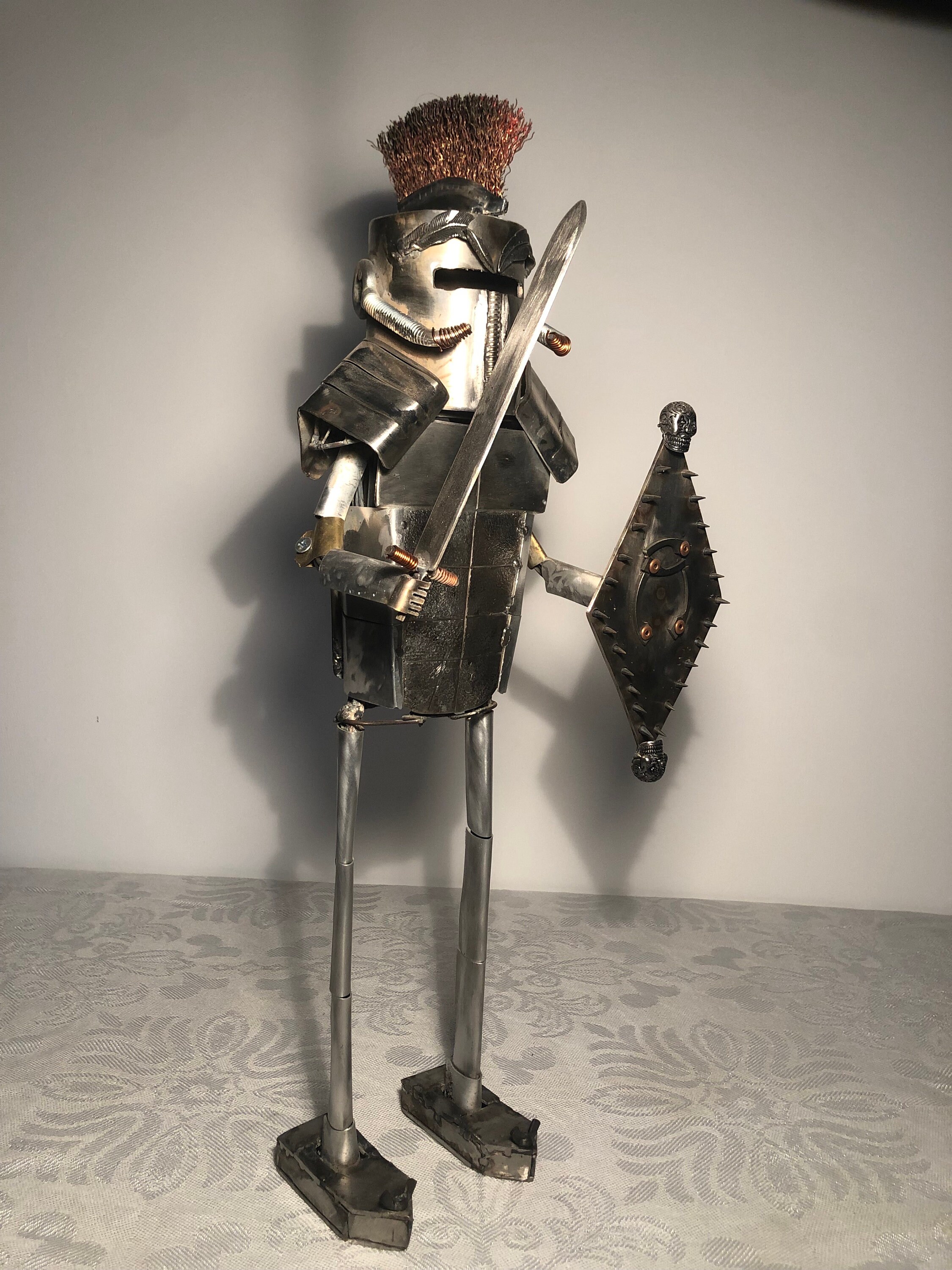 Handcrafted Medieval Steel Knight Warrior Sculpture With Sword - Etsy