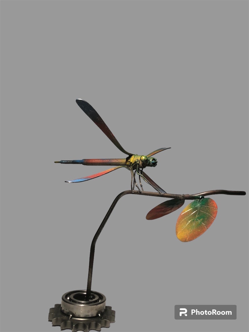 Handcrafted Dragonfly Sculpture, Metal Garden Art, Indoor or Outdoor ...